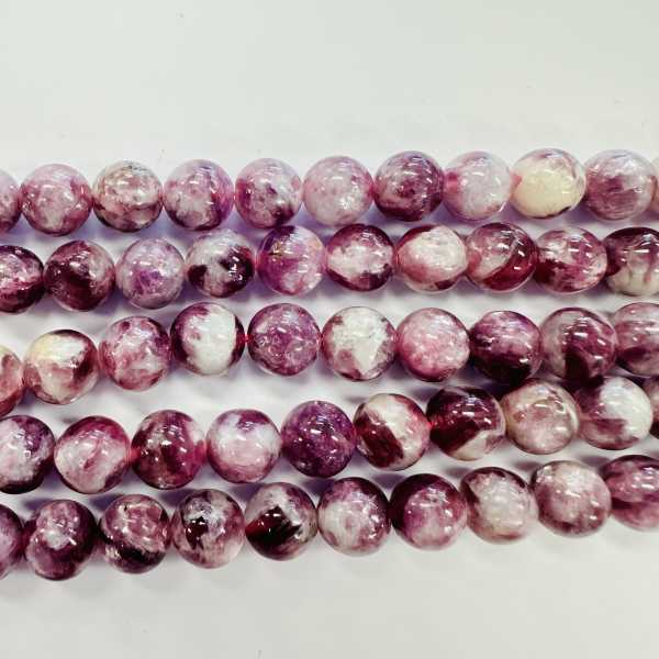 RARE! Purple Lepidolite / Lithium Crystal Monet Round Gemstone Beads 1 ...